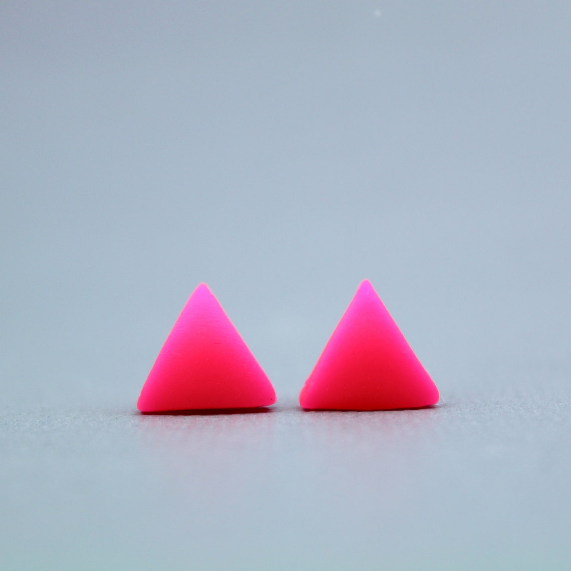 Neon Pink Triangle Earrings Fluorescent Pink Triangle | Etsy