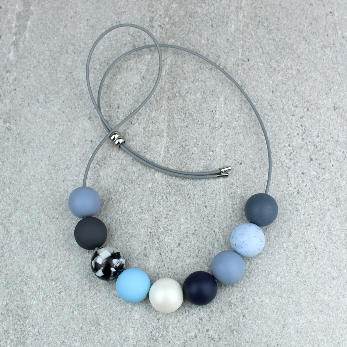 Chunky Blue Bead Necklace Mixed Blue Bead Necklace Blue Bead - Etsy