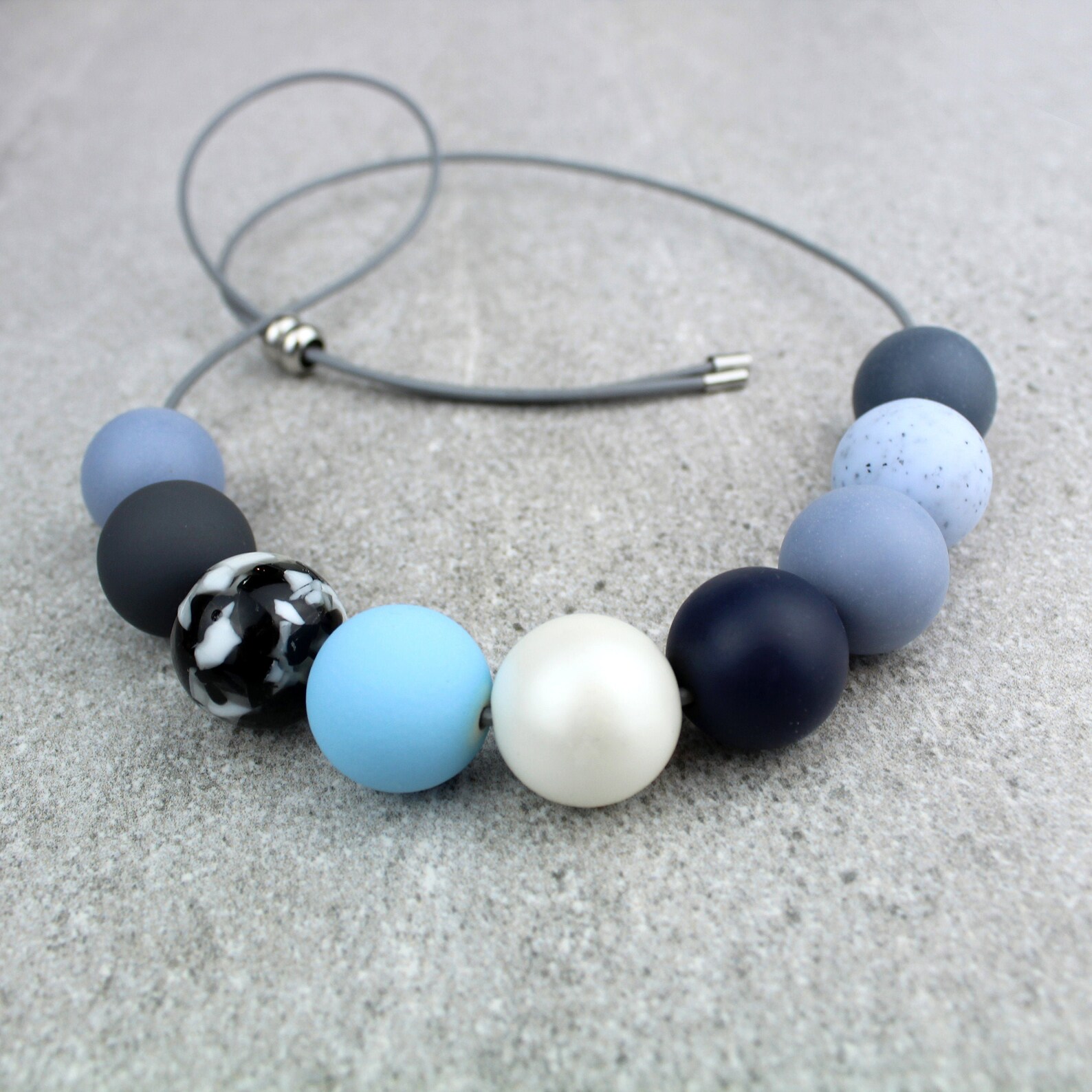 Chunky Blue Bead Necklace Mixed Blue Bead Necklace Blue Bead - Etsy