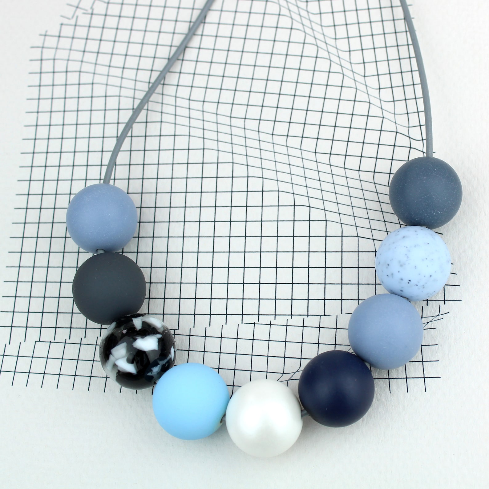 Chunky Blue Bead Necklace Mixed Blue Bead Necklace Blue Bead - Etsy