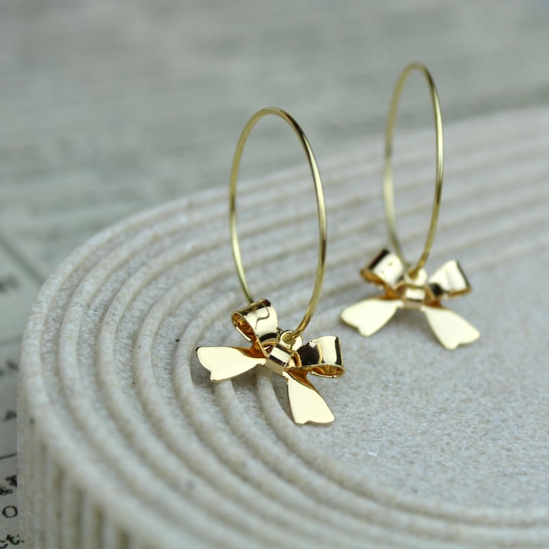 Gold Bow Earrings - Etsy