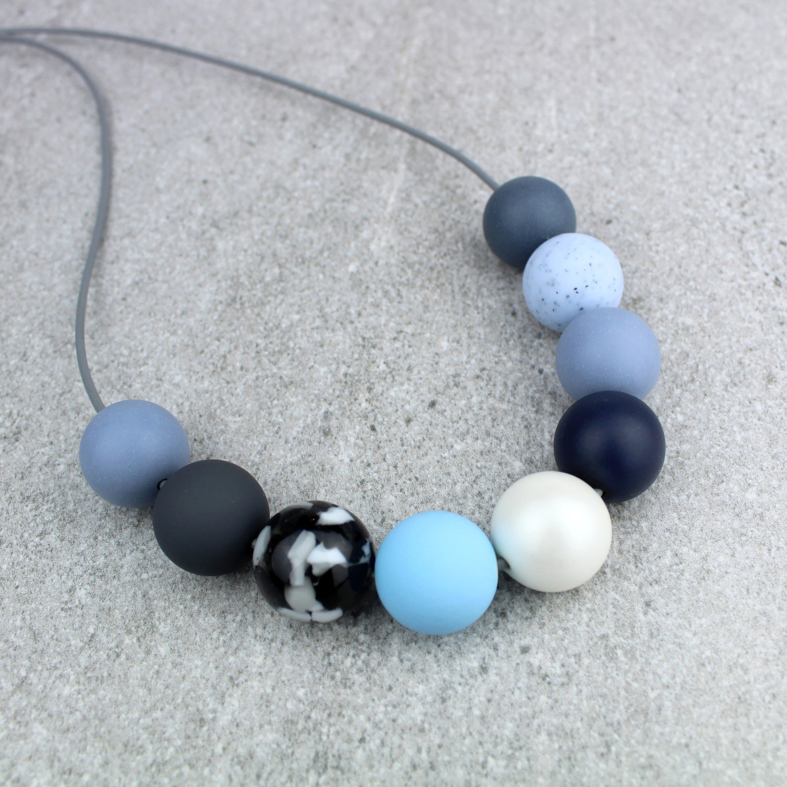 Chunky Blue Bead Necklace Mixed Blue Bead Necklace Blue Bead - Etsy