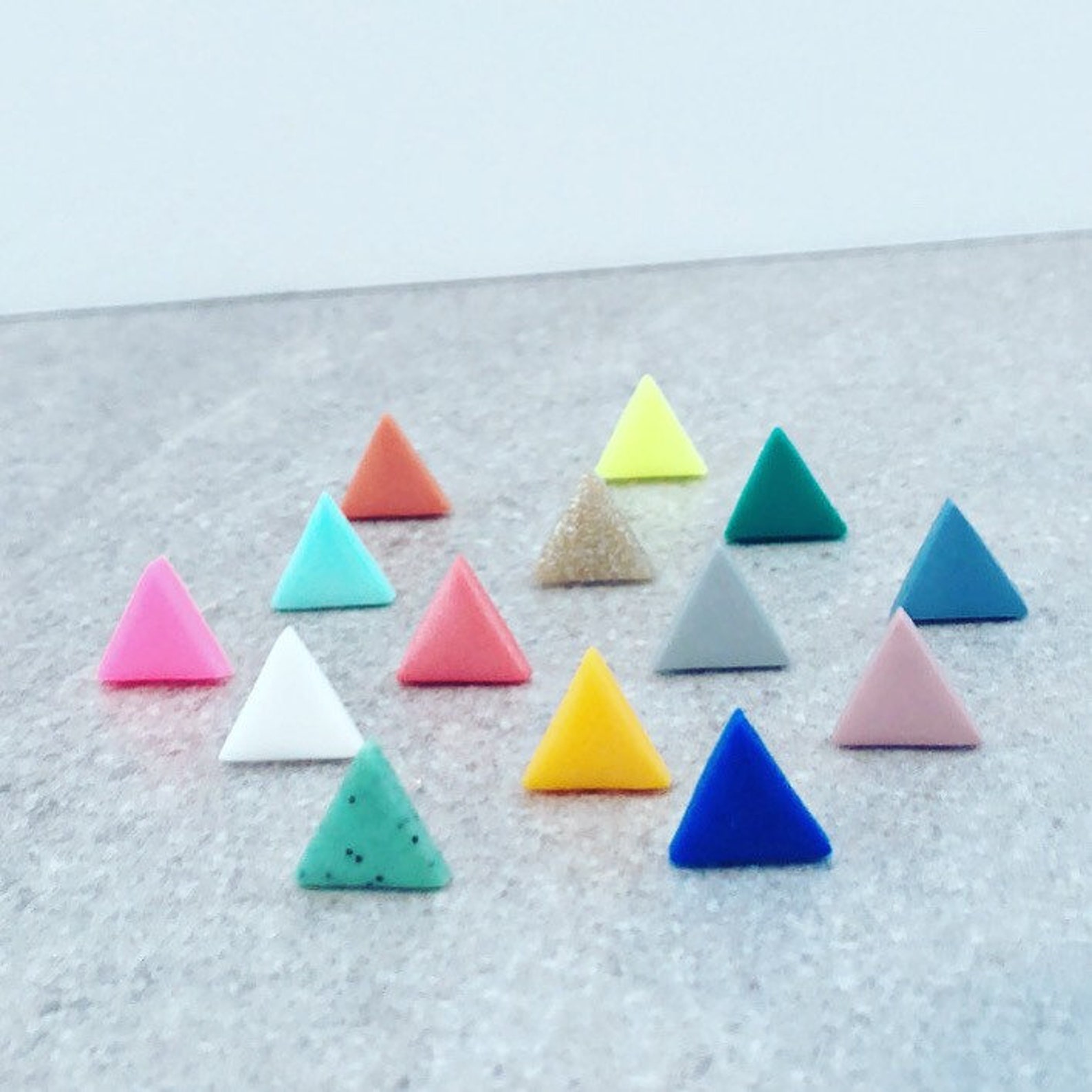 Emerald Green Triangle Studs Green Triangle Earrings - Etsy