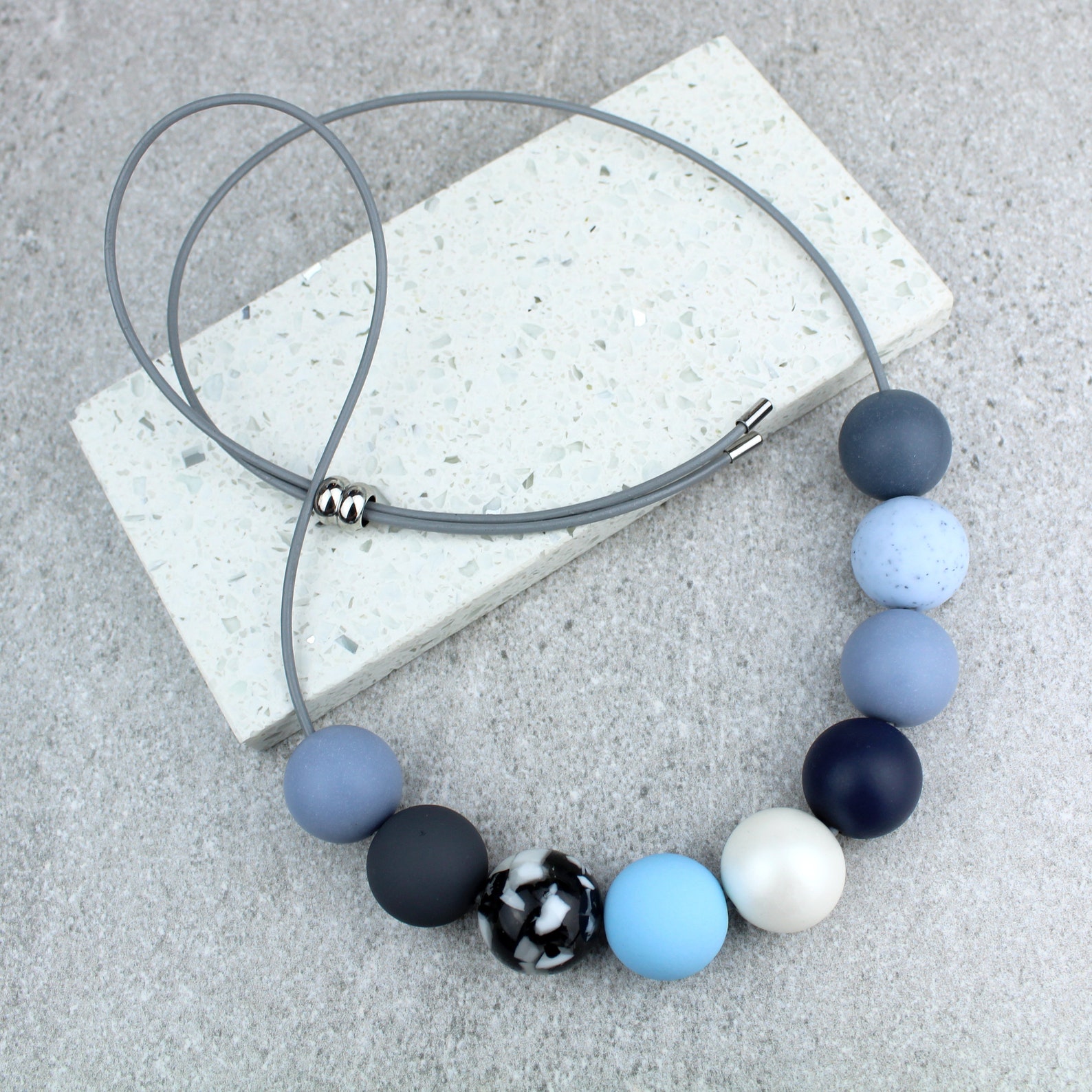 Chunky Blue Bead Necklace Mixed Blue Bead Necklace Blue Bead - Etsy