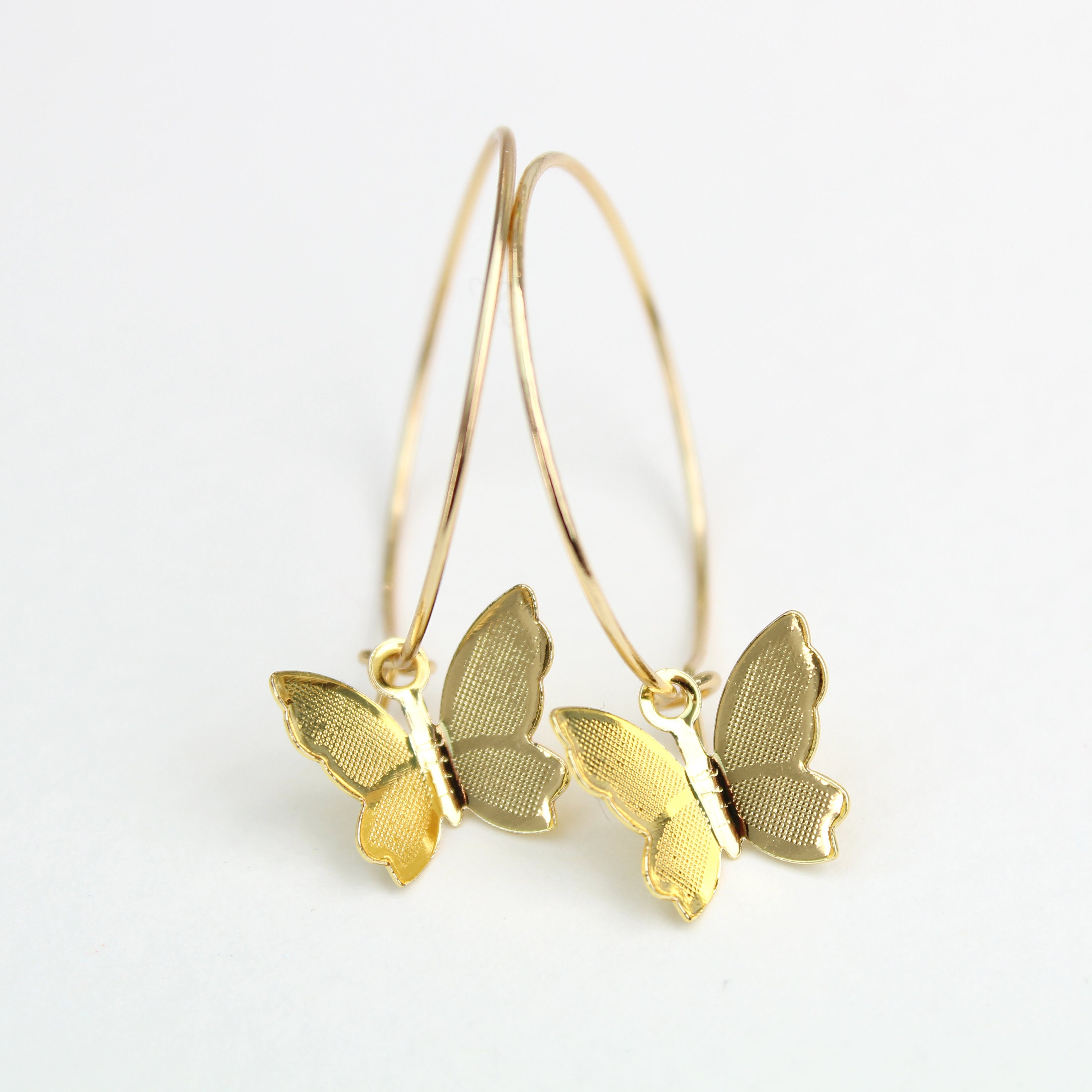Gold Butterfly Earrings Gold Butterfly Hoops 18K Gold Plated Hoop Earrings Gold Hoops With Butterfly Charms Delicate Butterfly Earrings Etsy