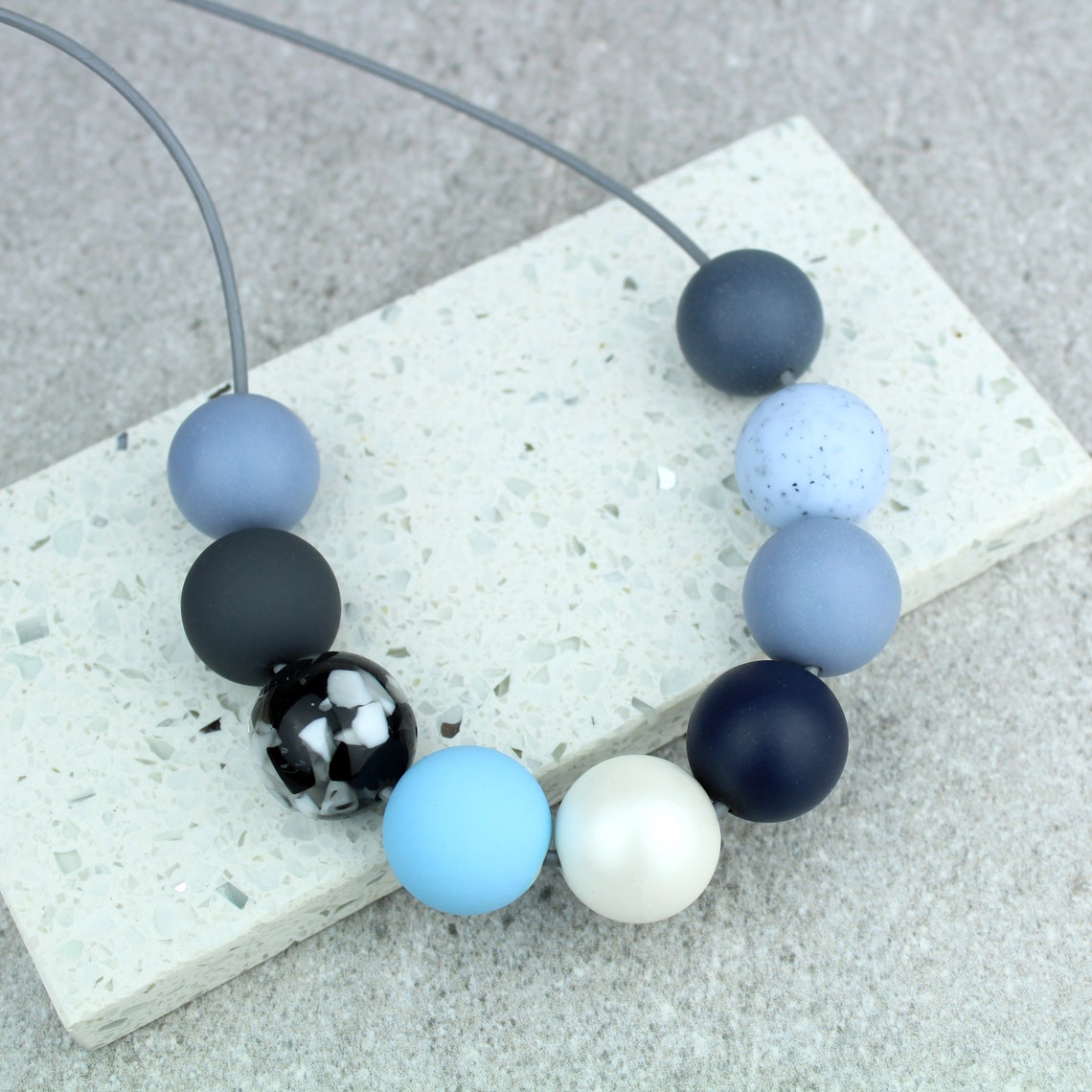 Chunky Blue Bead Necklace Mixed Blue Bead Necklace Blue Bead | Etsy