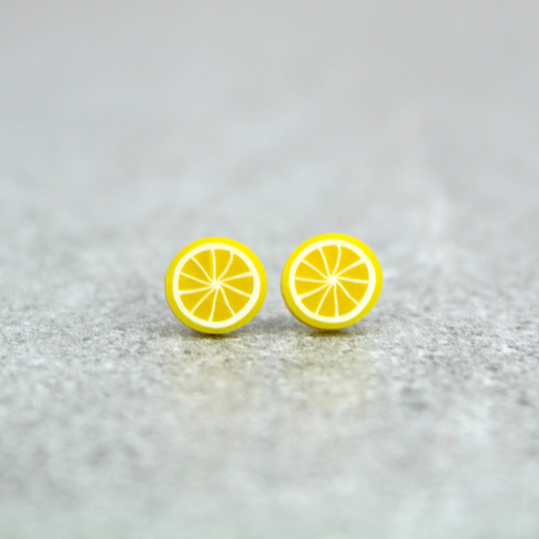 Lemon Earrings Lemon Studs Cute Kawaii Lemon Studs Lemon - Etsy UK