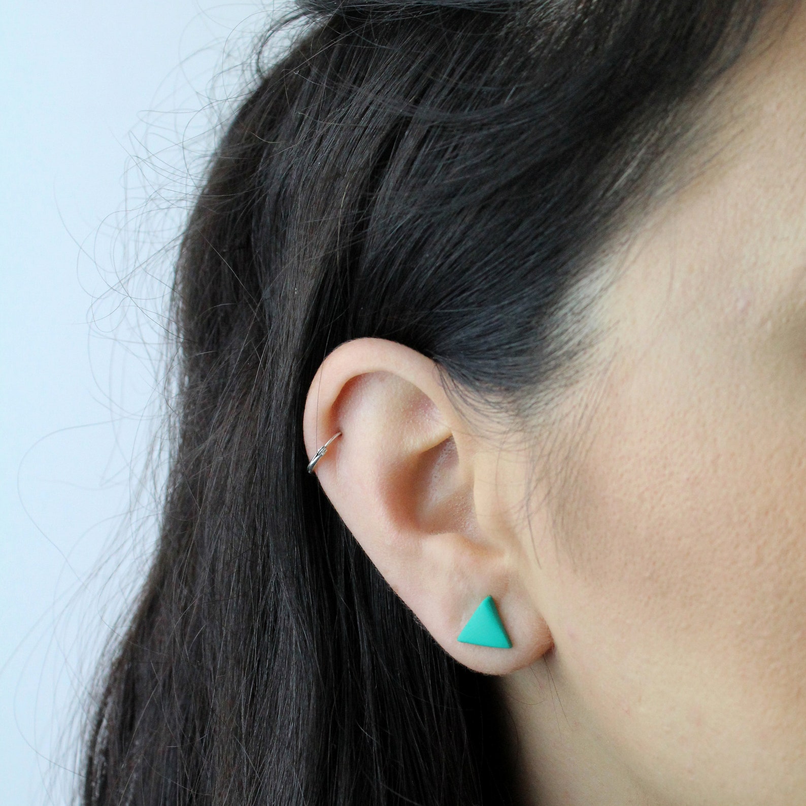 Emerald Green Triangle Studs Green Triangle Earrings - Etsy
