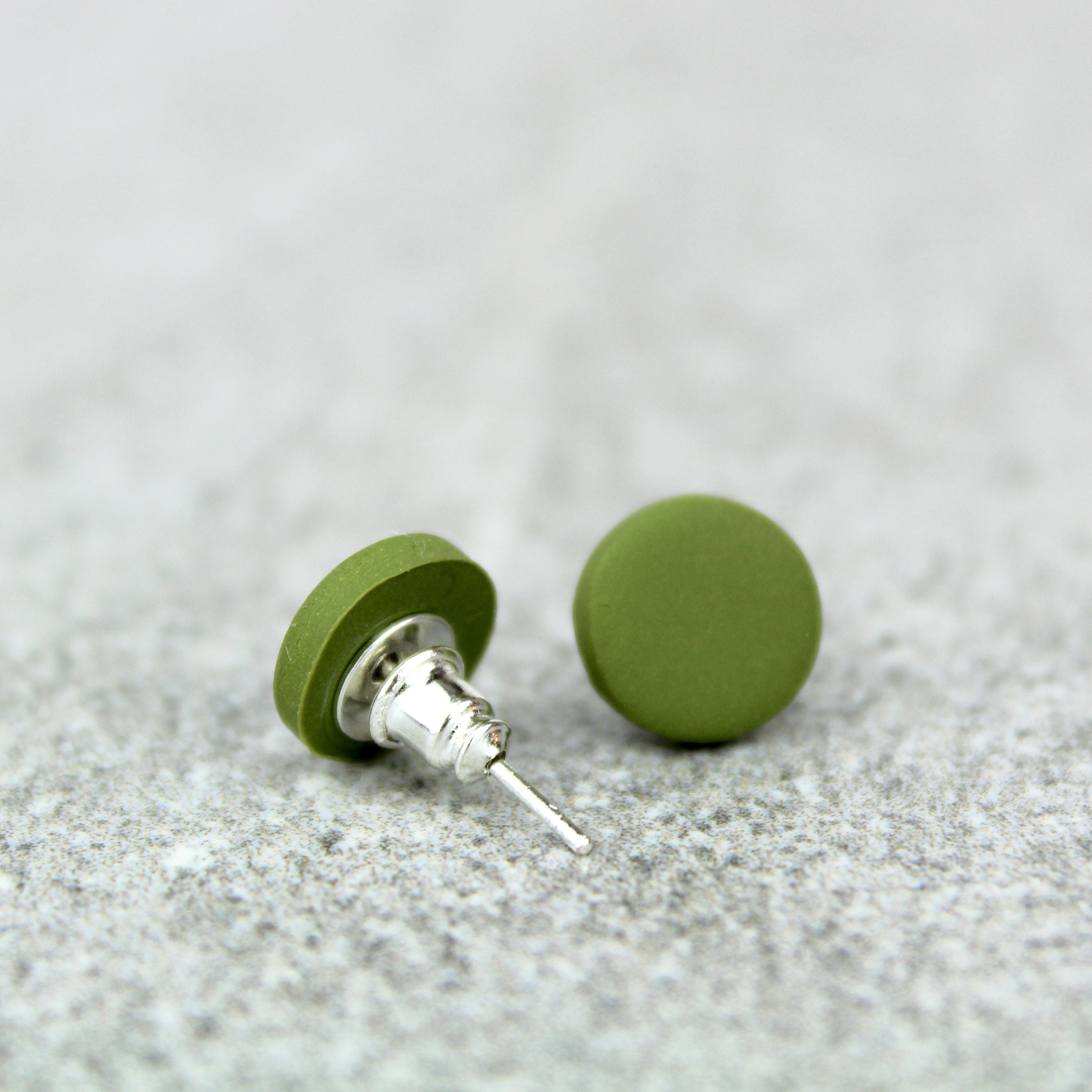 Khaki Green Studs Green Studs Matte Green Studs Olive Green | Etsy UK