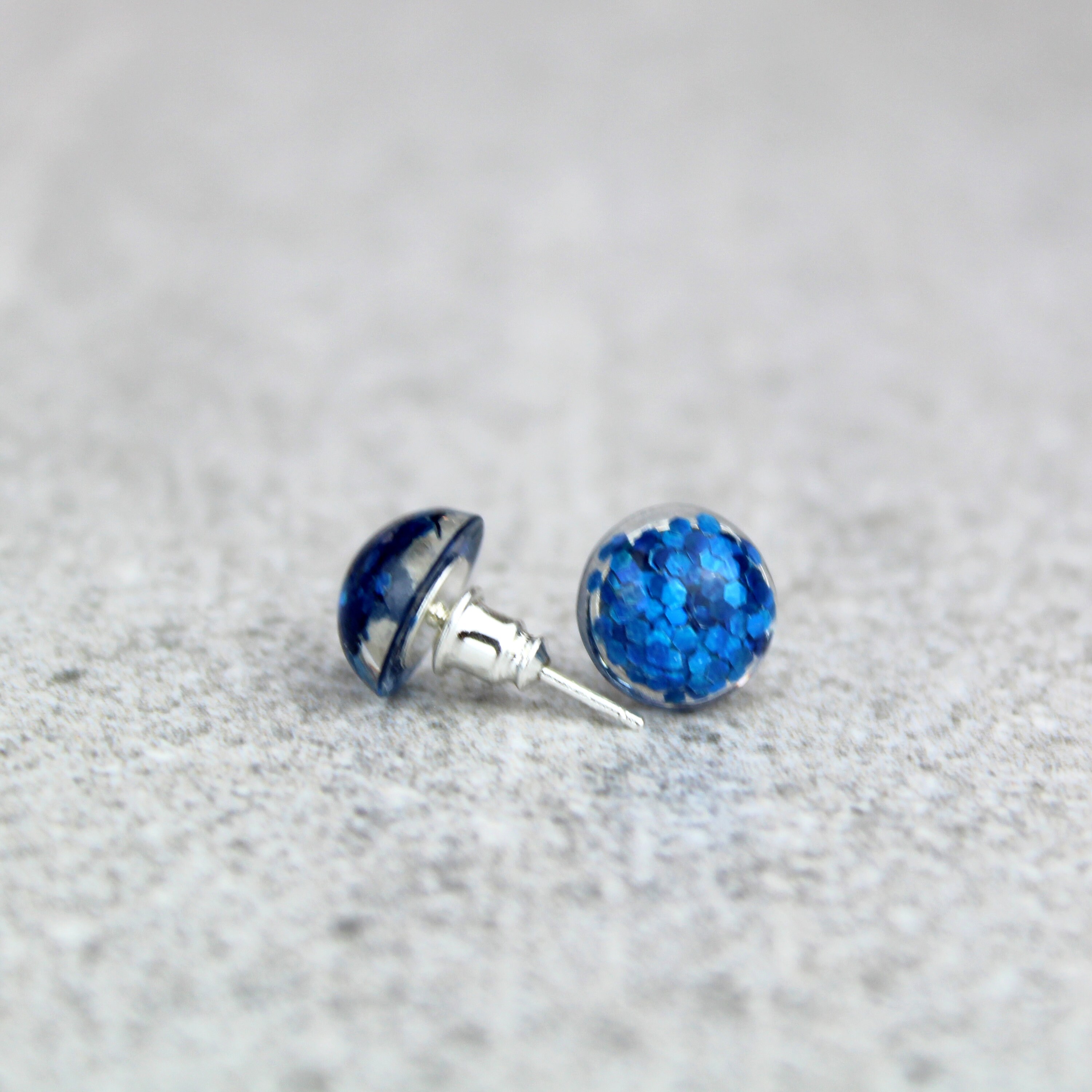 Cobalt Blue Resin Earrings Cobalt Glitter Earrings Cobalt | Etsy