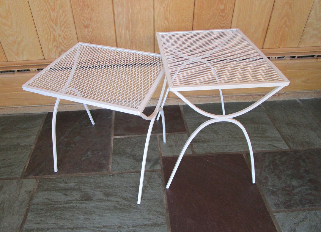 Vintage RESTORED Nesting Patio Tables Wrought Iron Salterini-woodard ...