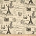 Upholstery Fabric, Drapery Fabric, French Script Fabric, Paris Eiffel ...