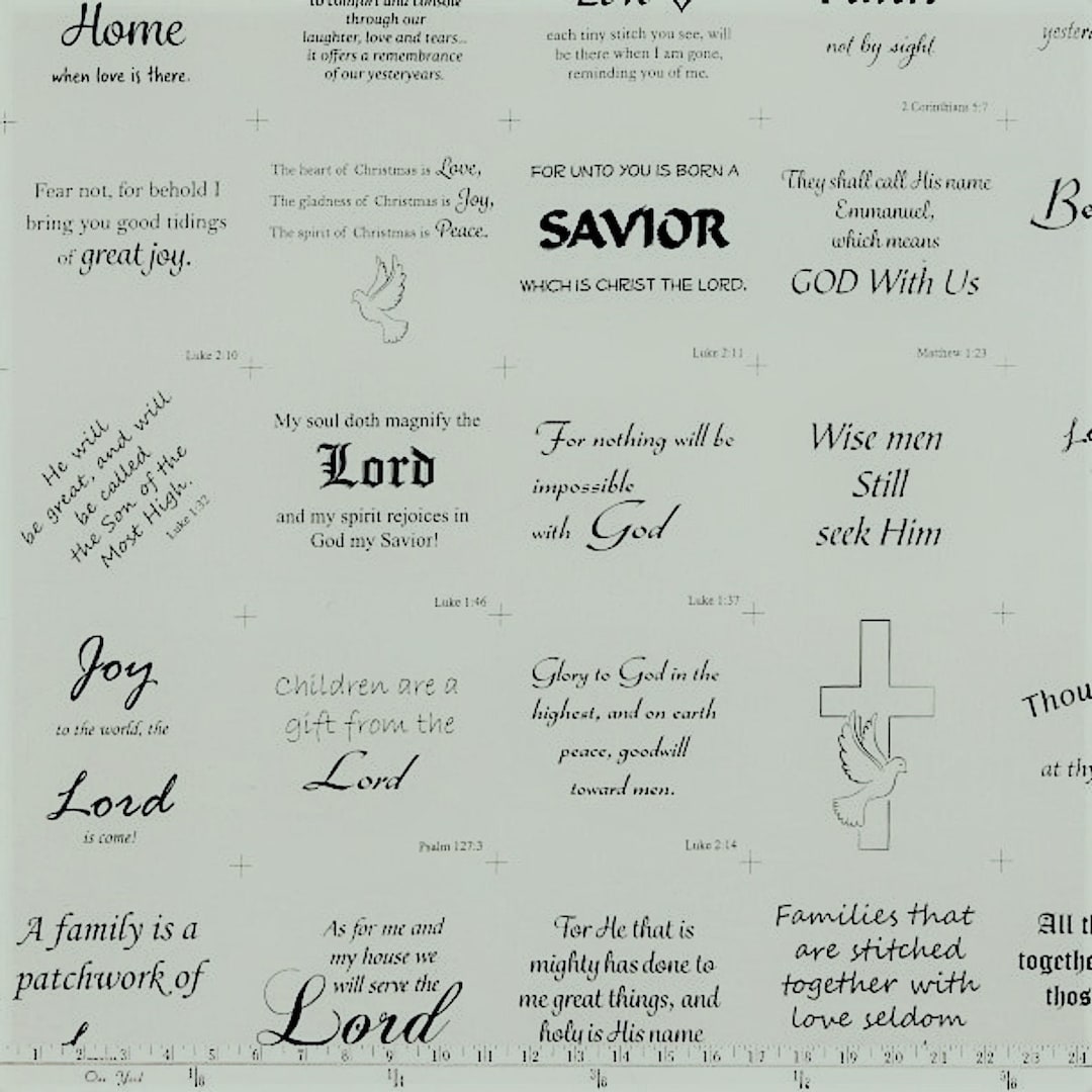 Religious Text Fabric, Quilting Fabric, Scripture Fabric, Inspiration ...