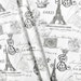 Upholstery Fabric, Drapery Fabric, French Script Fabric, Paris Eiffel ...