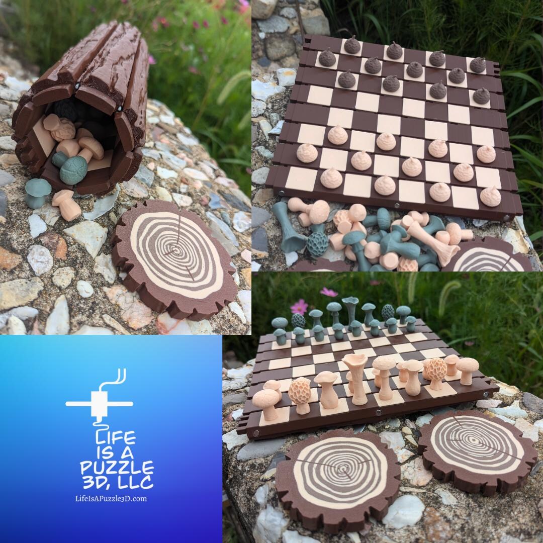 Forest Chess and Checkers Set 3D Printed - Etsy