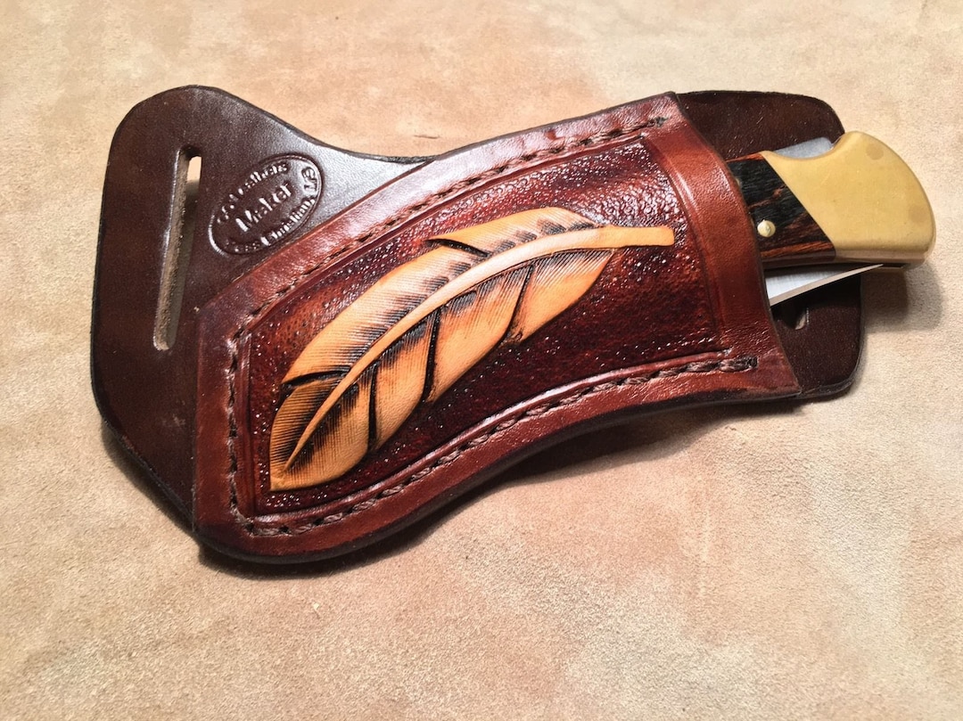 Buck 110/112 Custom Leather Crossdraw Sheath W/feather left Hand - Etsy