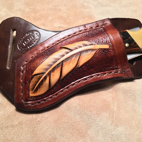 Buck 110/112 Custom Leather Crossdraw Sheath W/feather left | Etsy