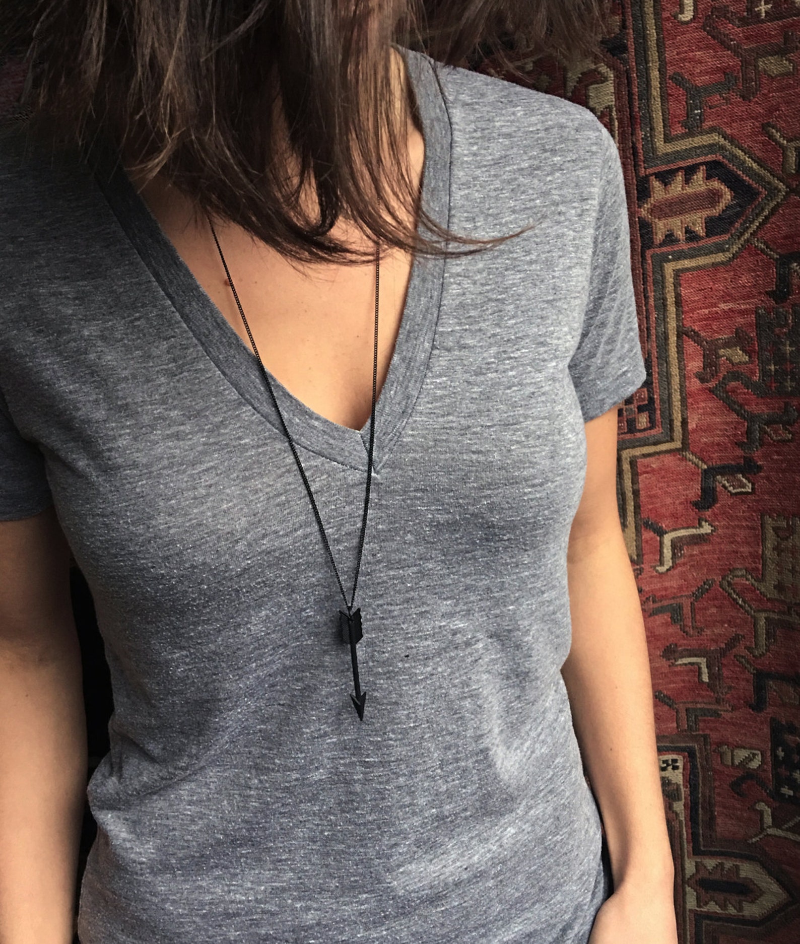 Arrow Necklace: THE NIGHT ARCHER Matte Black Necklace, Large Arrow ...