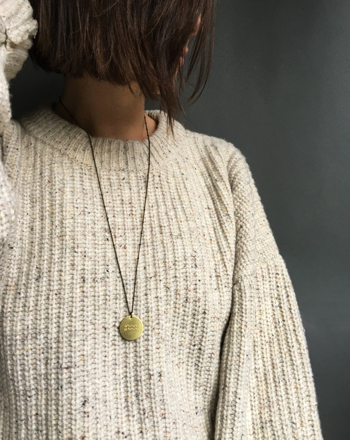 GPS COORDINATES DISC Necklace, Personalized Necklace, Brass Medallion ...