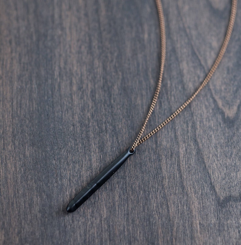 BLACK DRIP Pendant Necklace Matte Black Mens Necklace Long - Etsy