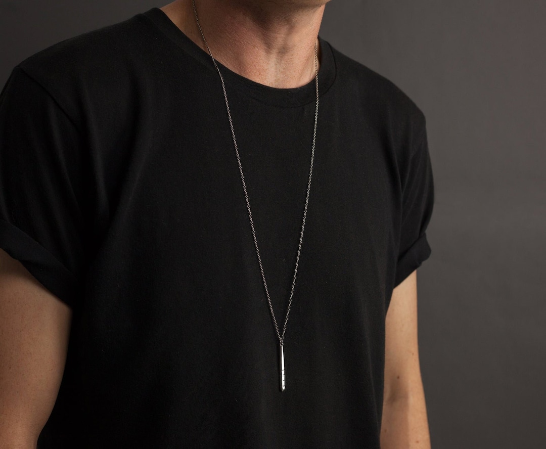 Mens Necklace METAL DRIP PENDANT Necklace, Gifts for Him, Silver Bronze ...