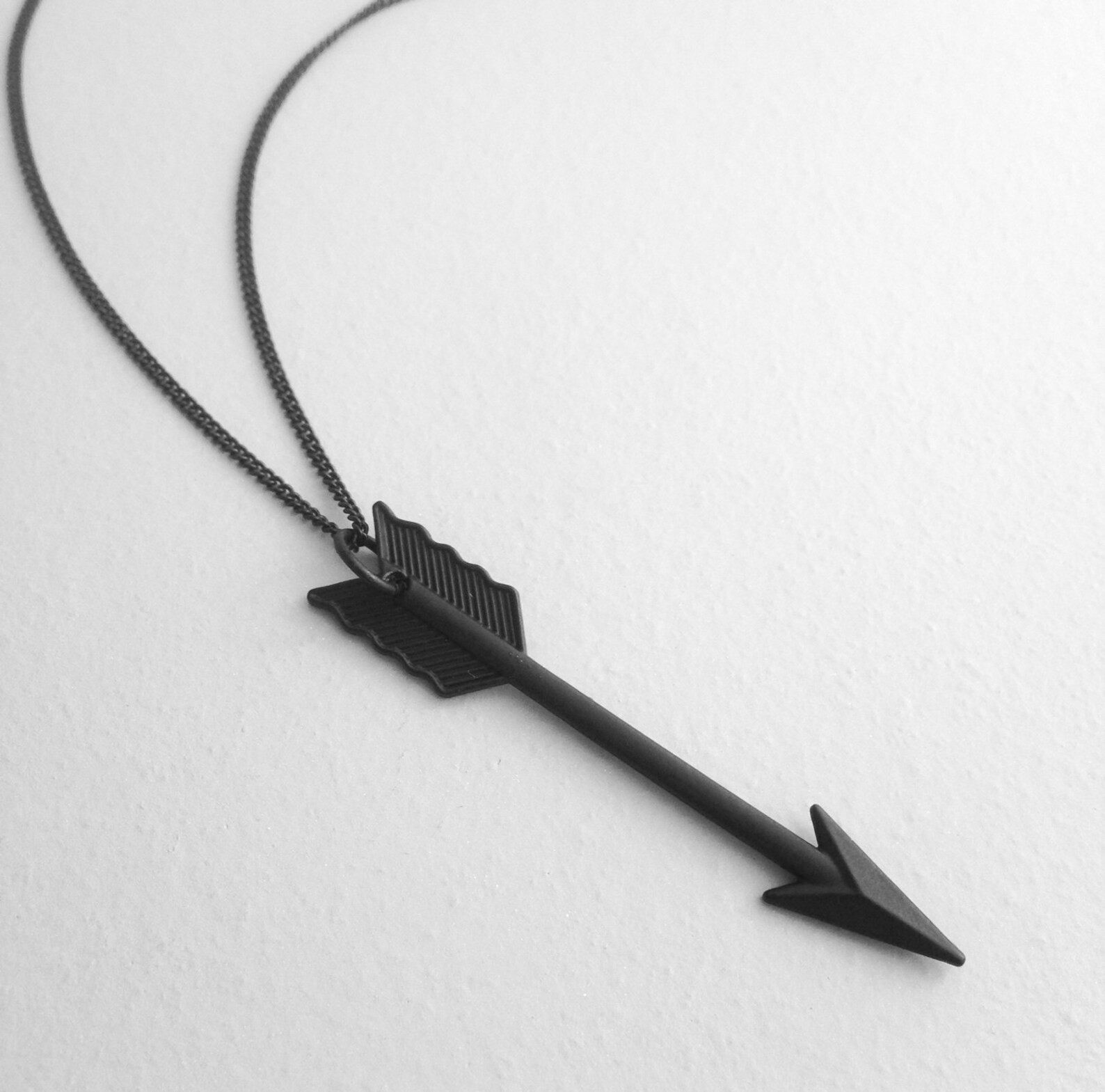 Arrow Necklace: THE NIGHT ARCHER Matte Black Necklace, Large Arrow ...