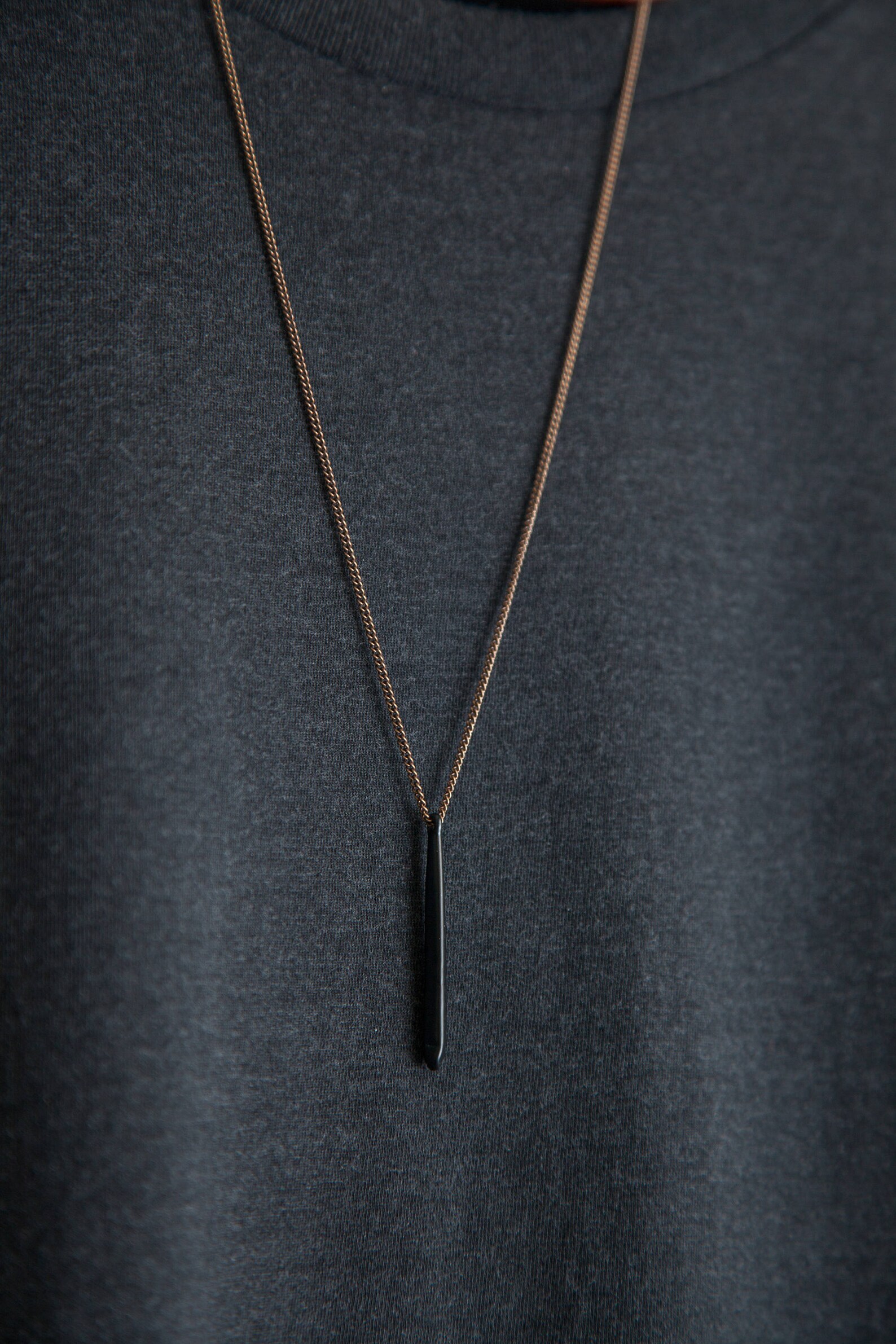BLACK DRIP Pendant Necklace Matte Black Mens Necklace Long - Etsy