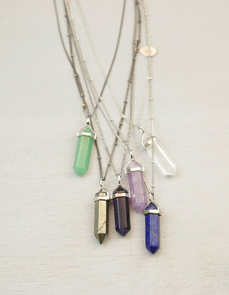 Crystal Stone Necklace, CRYSTAL POINT CHAKRA Crystal Necklace, Pendant ...