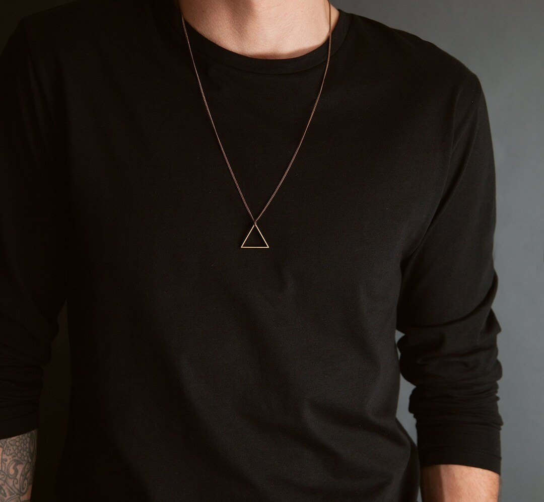 Triangle Necklace BRONZE BALANCE, Bronze Pendant Necklace, Unisex Mens ...