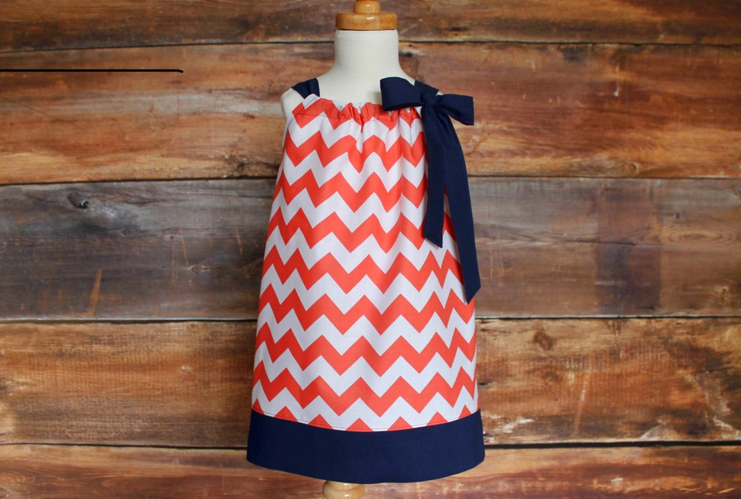 Coral Navy Dress - Newborn Baby Girl Toddler Easter Pillowcase Dress ...