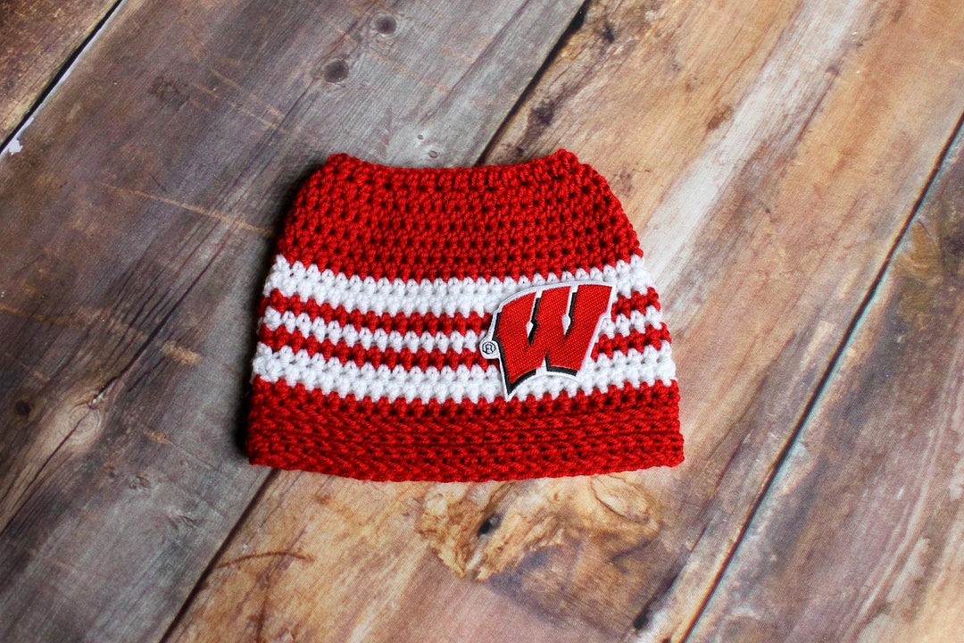 Wisconsin Badgers Messy Bun Hat - Bucky Hat WI Women's Ponytail Hat ...