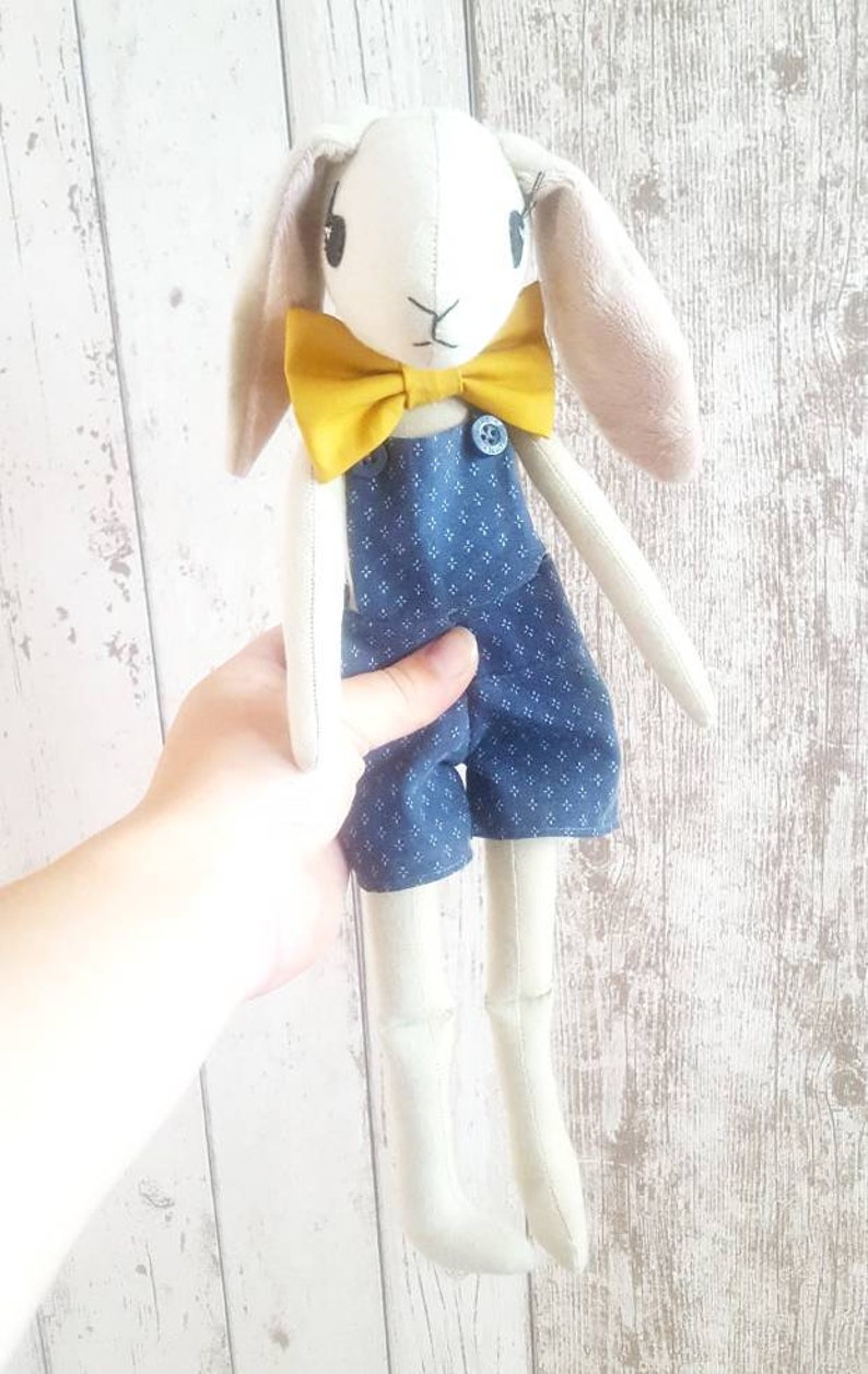 BERNARD Bunny Doll Handmade Rabbit Cloth Doll With Dungarees - Etsy
