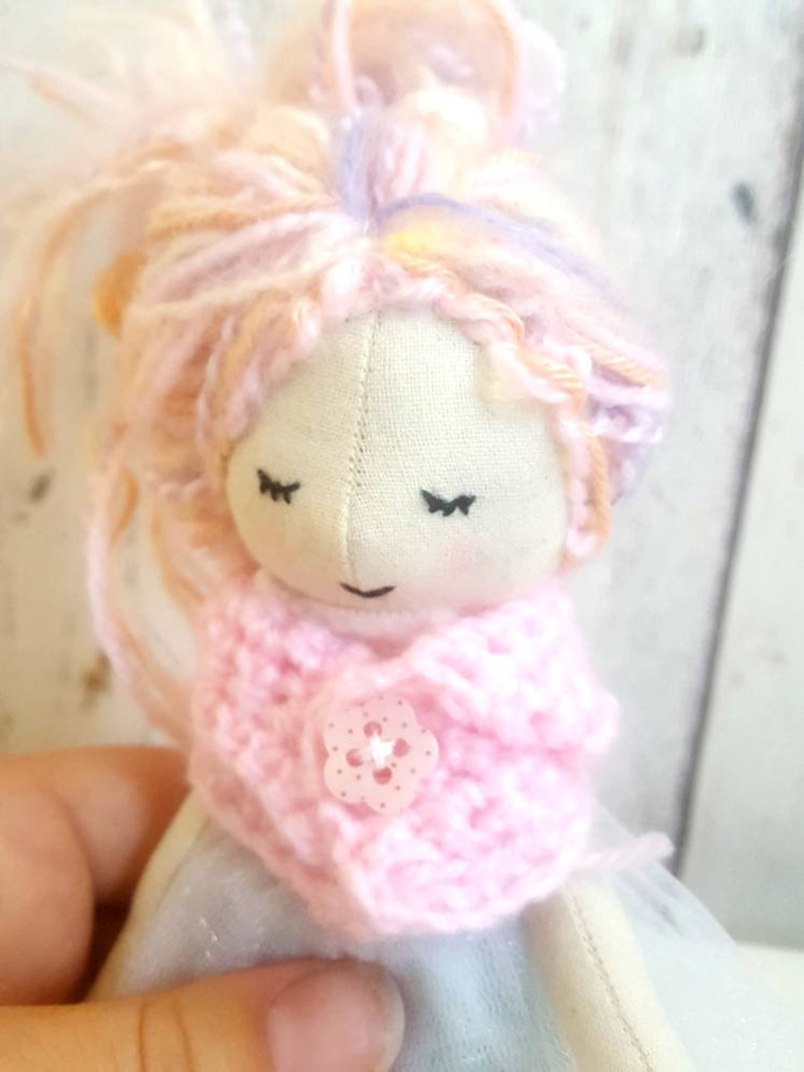Small Jointed Cloth Doll With Pink Hair Cute Handmade Doll - Etsy UK