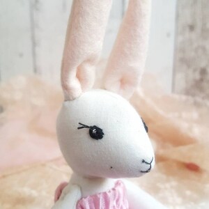 Miss Rabbit Cloth Doll With Pink Tutu Dress Handmade Bunny Doll Textile ...