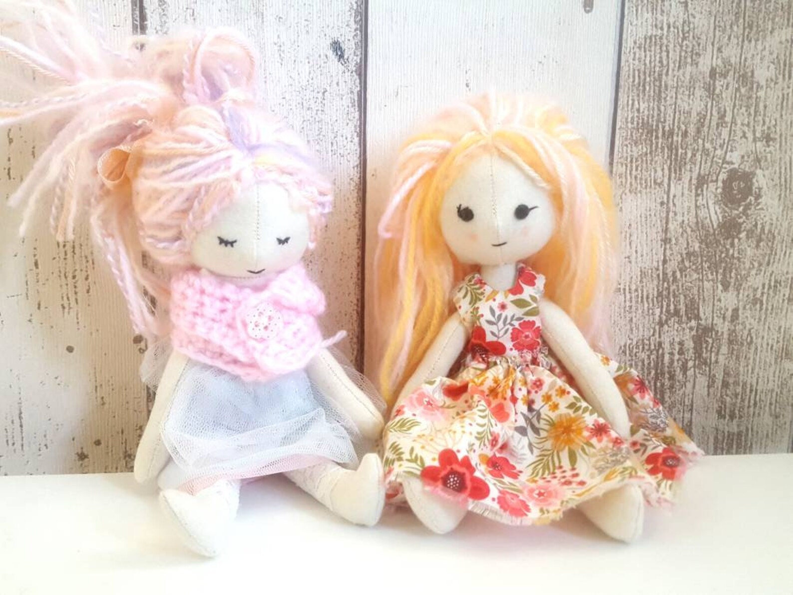 Small Jointed Cloth Doll With Pink Hair Cute Handmade Doll - Etsy UK