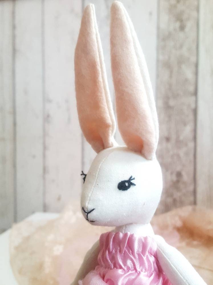 Miss Rabbit cloth doll with pink tutu dress handmade bunny | Etsy