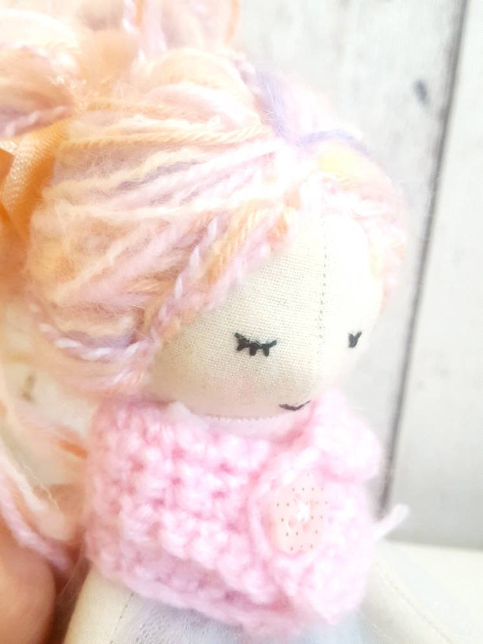Small Jointed Cloth Doll With Pink Hair Cute Handmade Doll - Etsy UK