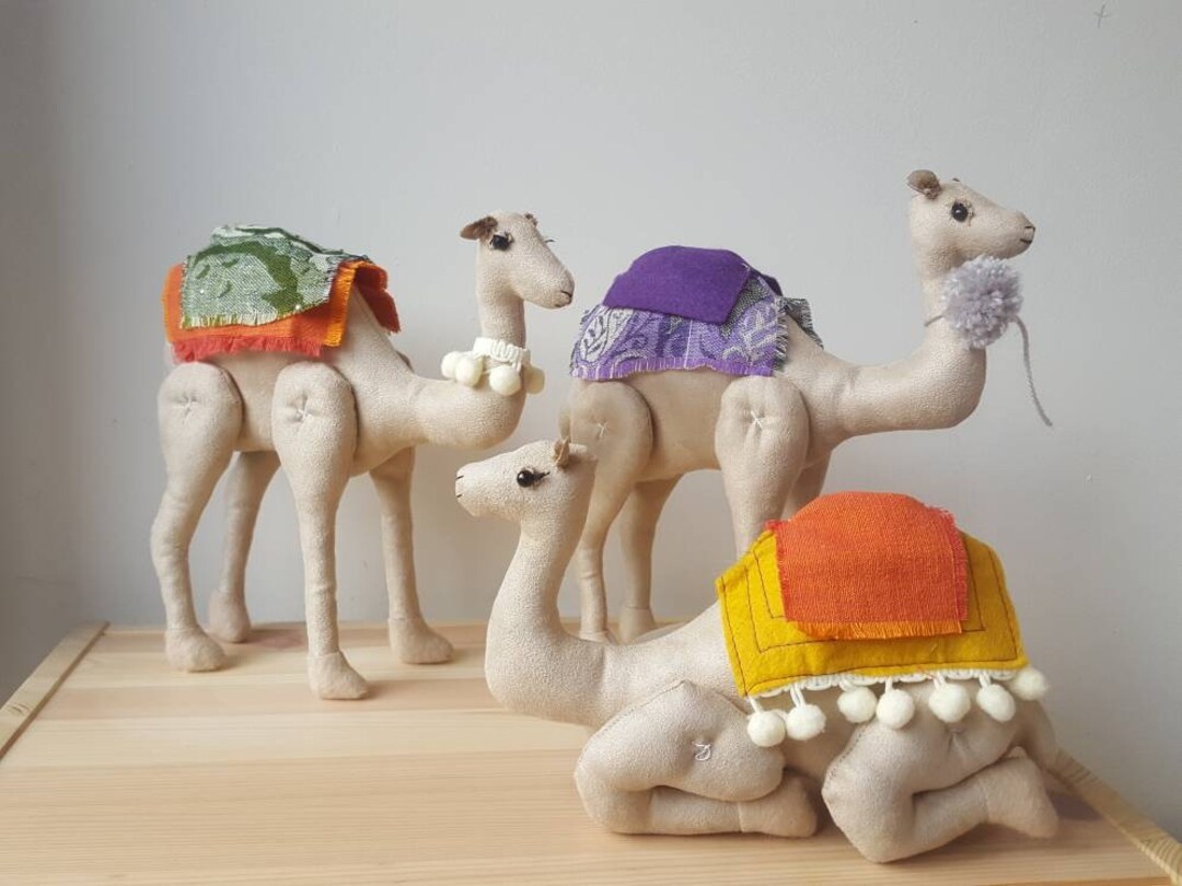 Nativity Three Camels Textile Sculpture, Nativity Scene, Christmas ...