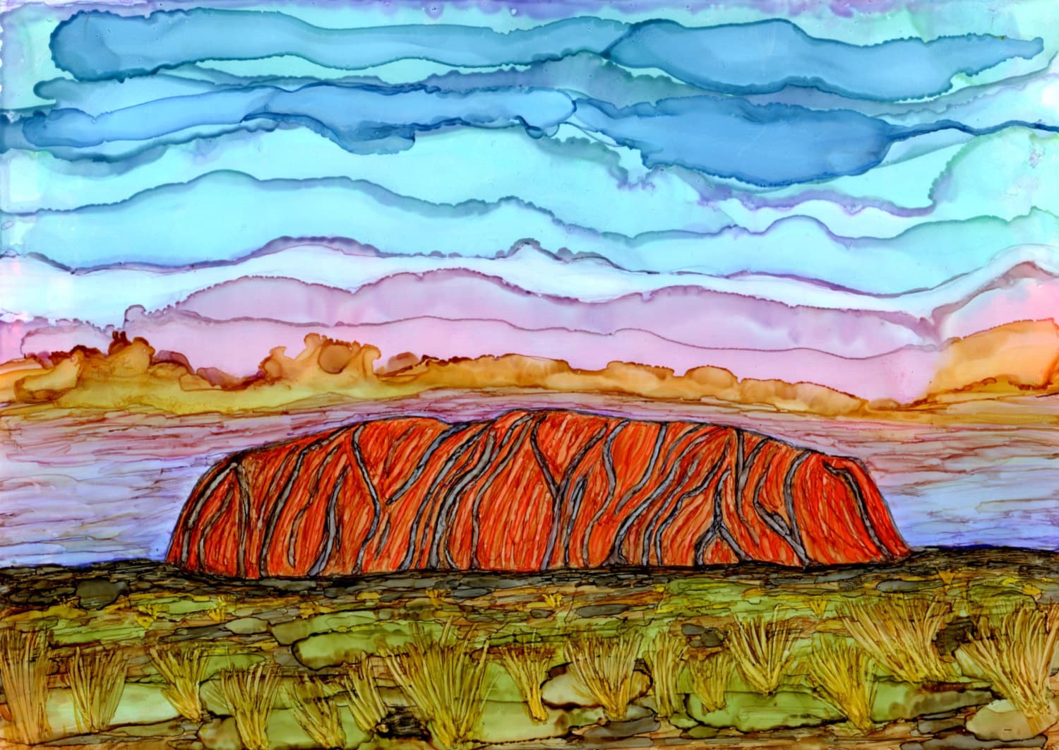 Original Art Print Uluru Central Australia | Etsy