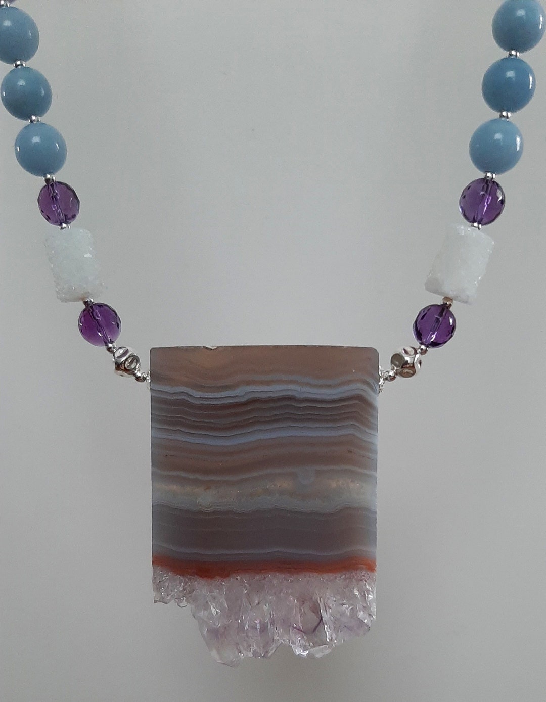 Amethyst, Angelite, Stalactite, Sterling Silver Necklace February ...
