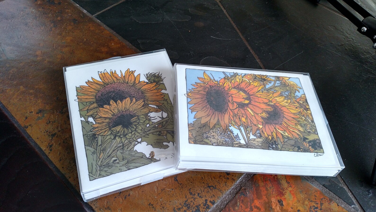 Sunflower Notecards With New Designs Added, Pen and Ink Doodled Photo ...