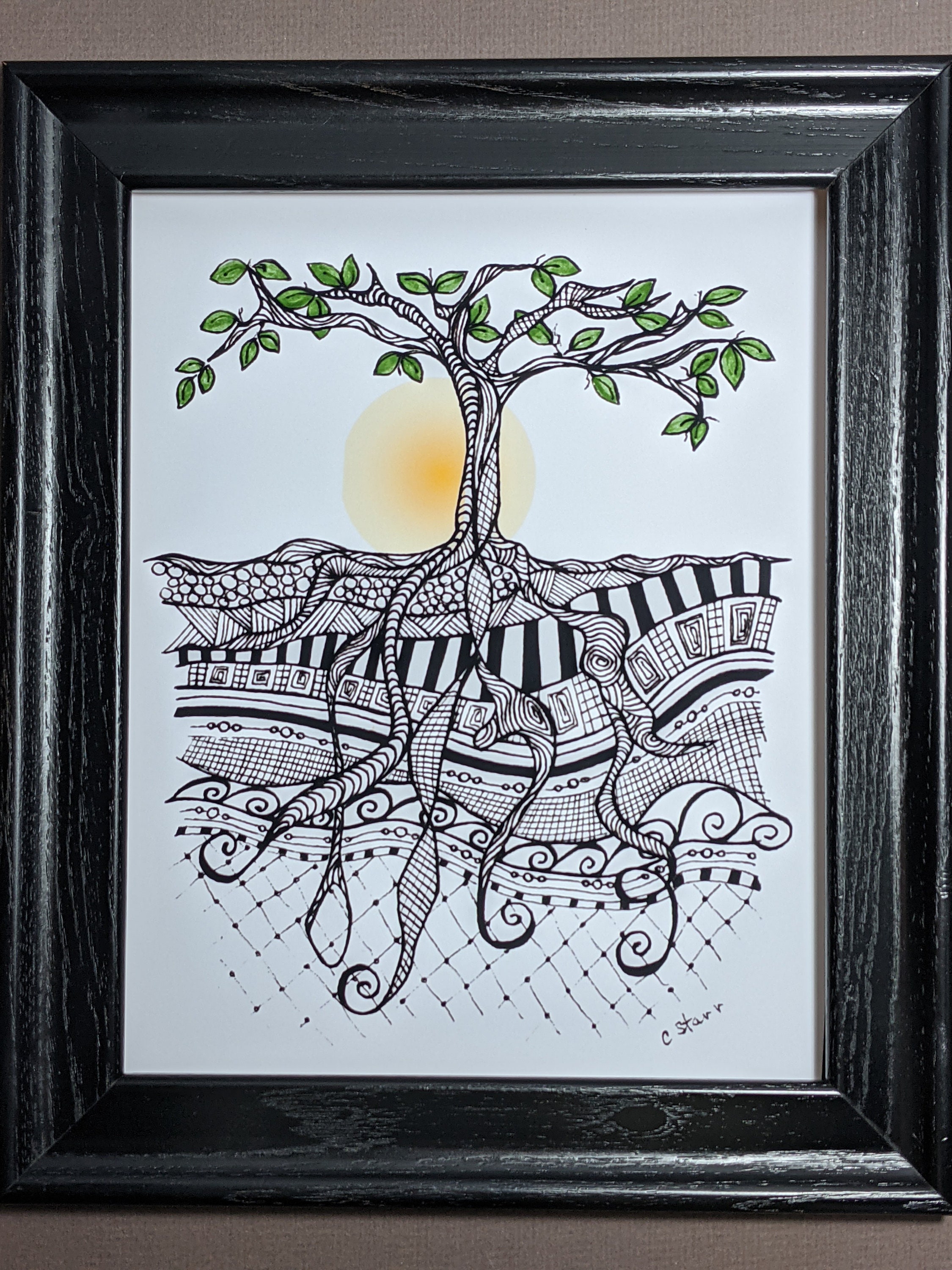 Doodle Tree of Life, Deep Roots and Sunrise, Art Print, in Two Sizes - Etsy