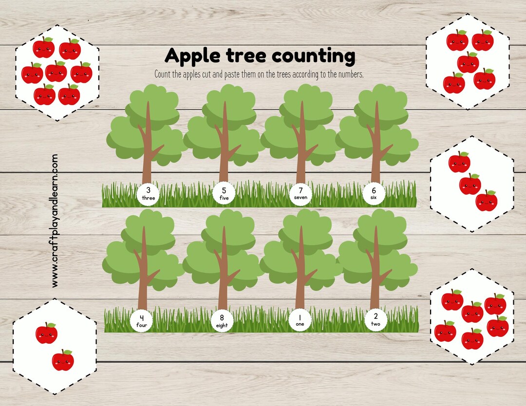 Apple Tree Counting Printable Preschool Number Learning Preschool ...