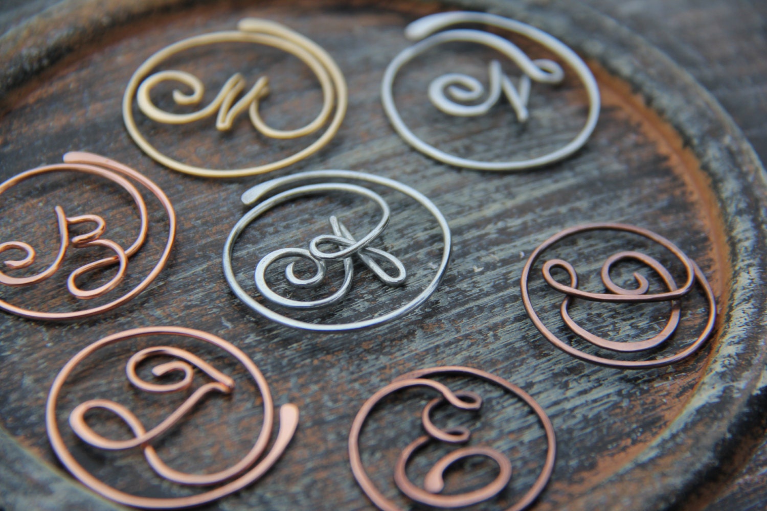 Personalized Cursive Letter Copper Brass or German Silver - Etsy