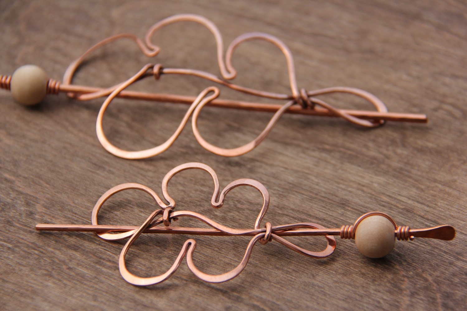 Copper and wood oak leaf hair slide hair barrette hair pin | Etsy