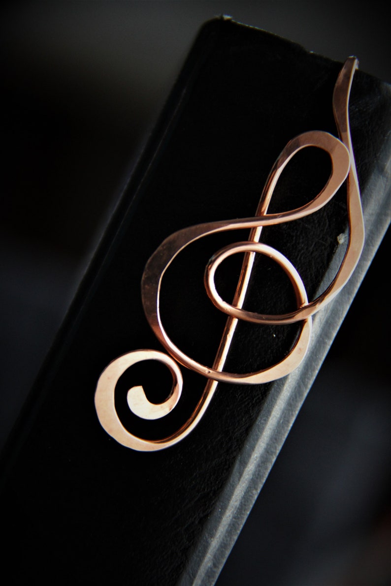 Copper Elegant Treble Clef Shepherd's Hook Bookmark Metal | Etsy