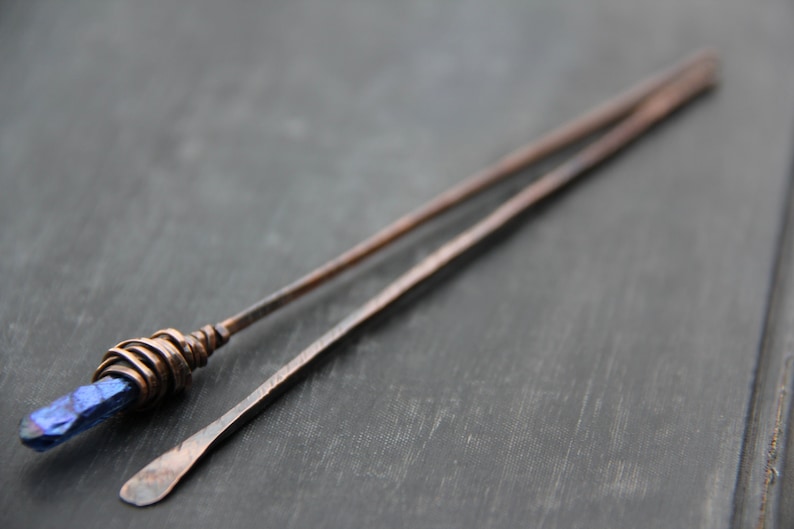 Hair Sticks, Hair Pin, Set of 2 or 1 Rustic Copper & Blue, Green, Pink ...