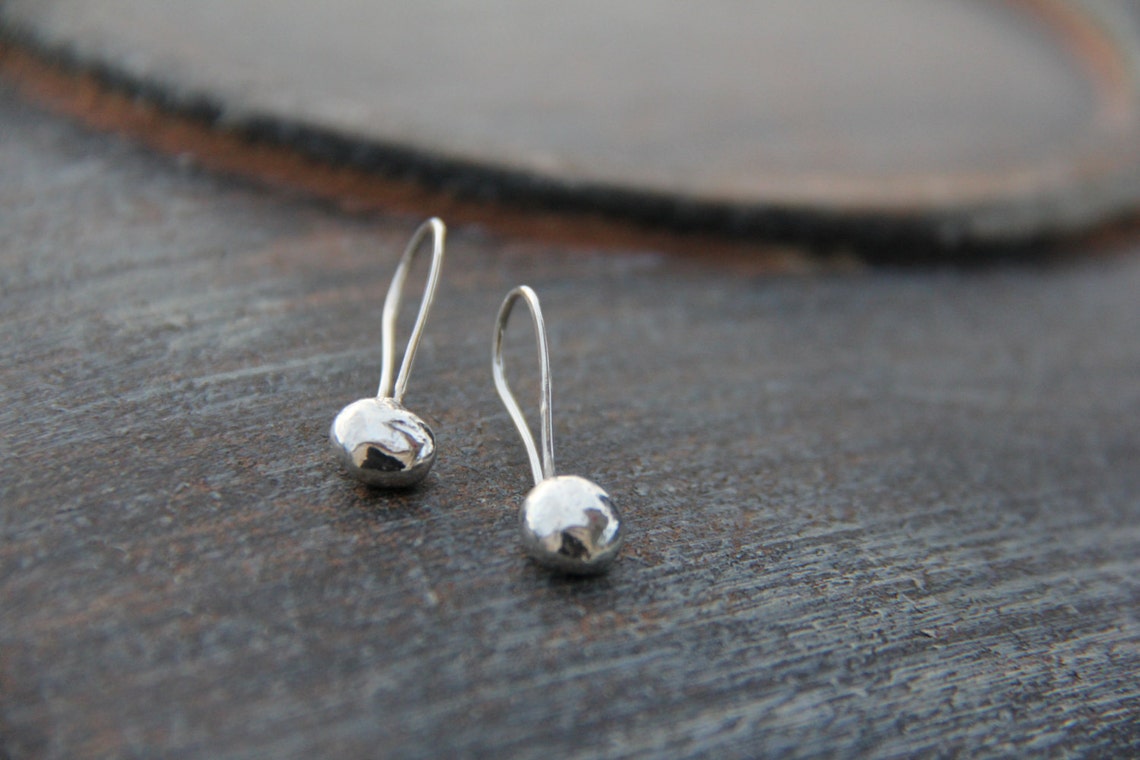 Sterling Silver Pebbles Earrings, Organic Look, Minimalist Earrings ...