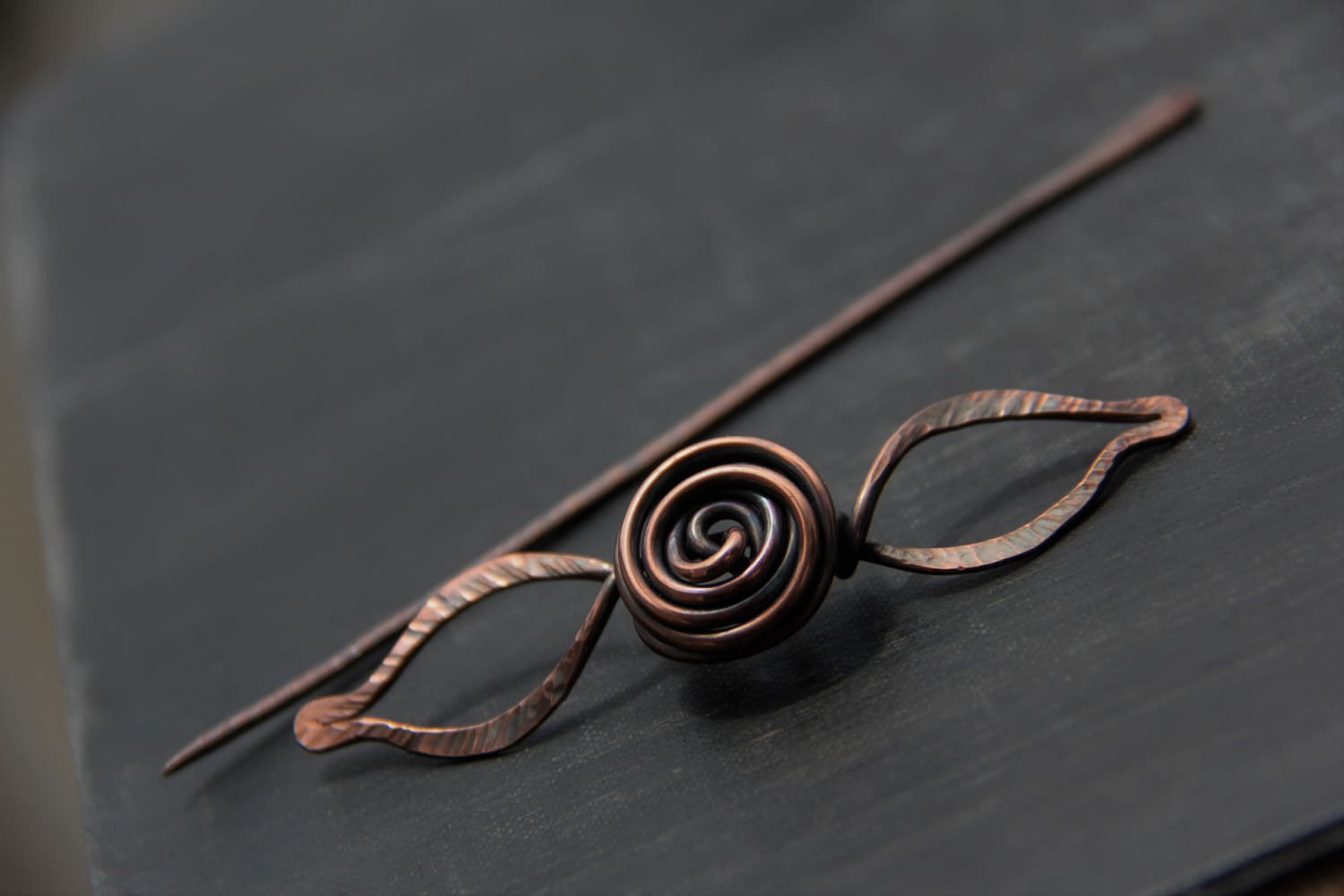 Shawl pin scarf pin copper rose and leafs shawl in spiral | Etsy