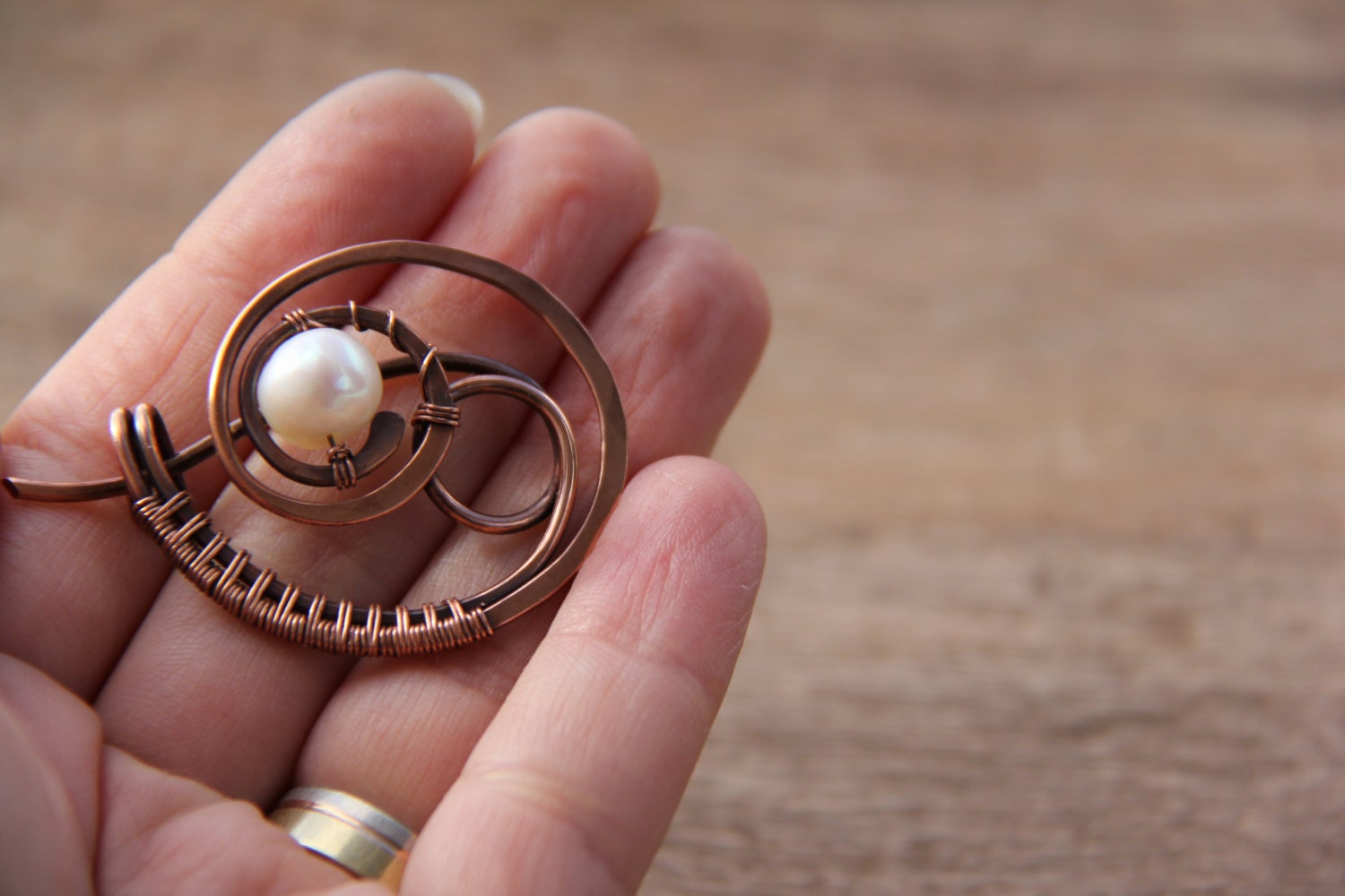 Shawl Pin, Copper and Pearl Shawl Pin "in the Frozen Air", Scarf Pin ...